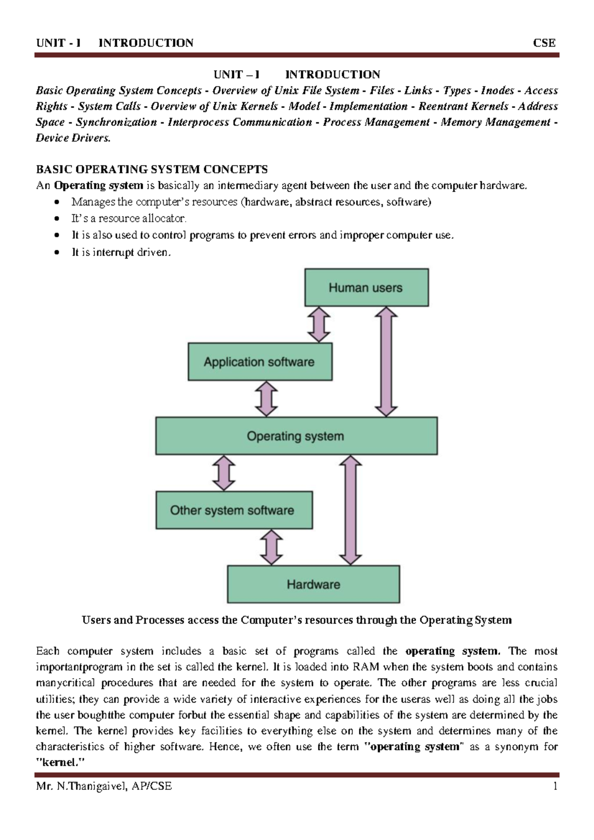OSI U 1 - Comprehensive Overview of Basic Operating System Concepts ...