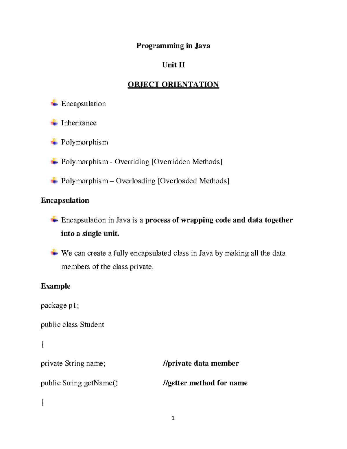 Unit 2 - Complete Notes - Programming in Java Unit II OBJECT ...