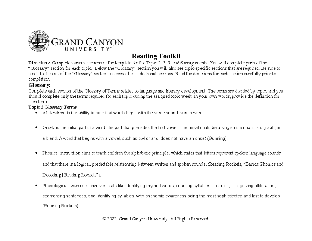 ELM-315 Topic 2- Awray - Haydee Serna-Masters - Reading Toolkit ...