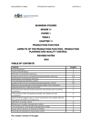 Teachers COPY 2024 BSTD Grade 11 Notes Chapter 3 - BUSINESS STUDIES ...