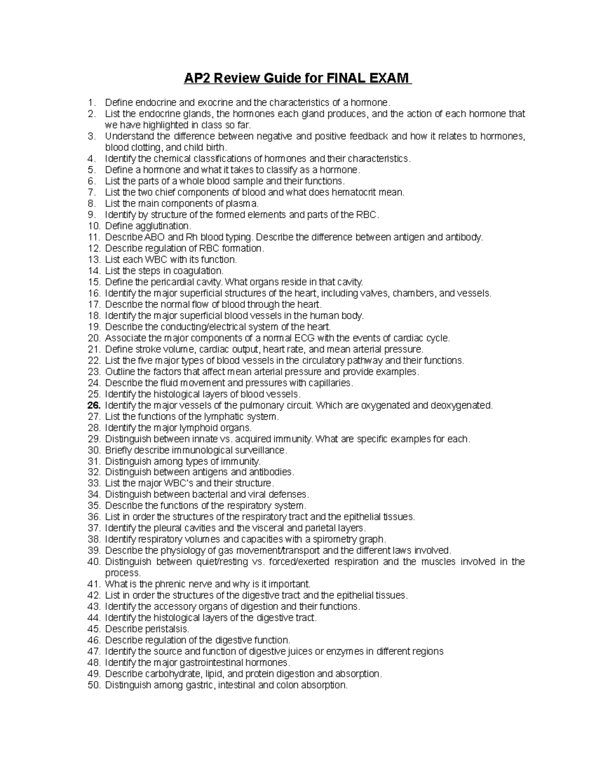 AP2 Review Guide for Final EXAM - AP2 Review Guide for FINAL EXAM ...