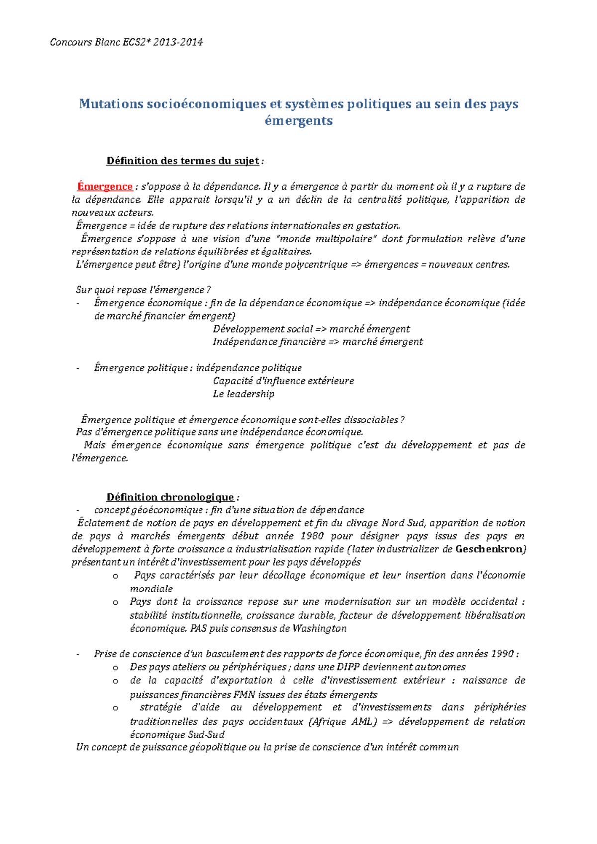Mutations socio-économiques et systèmes politiques dans les pays ...