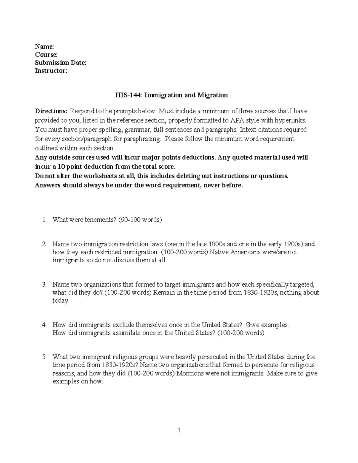 HIS-144: Adjusted Worksheet on Immigration and Migration Responses ...