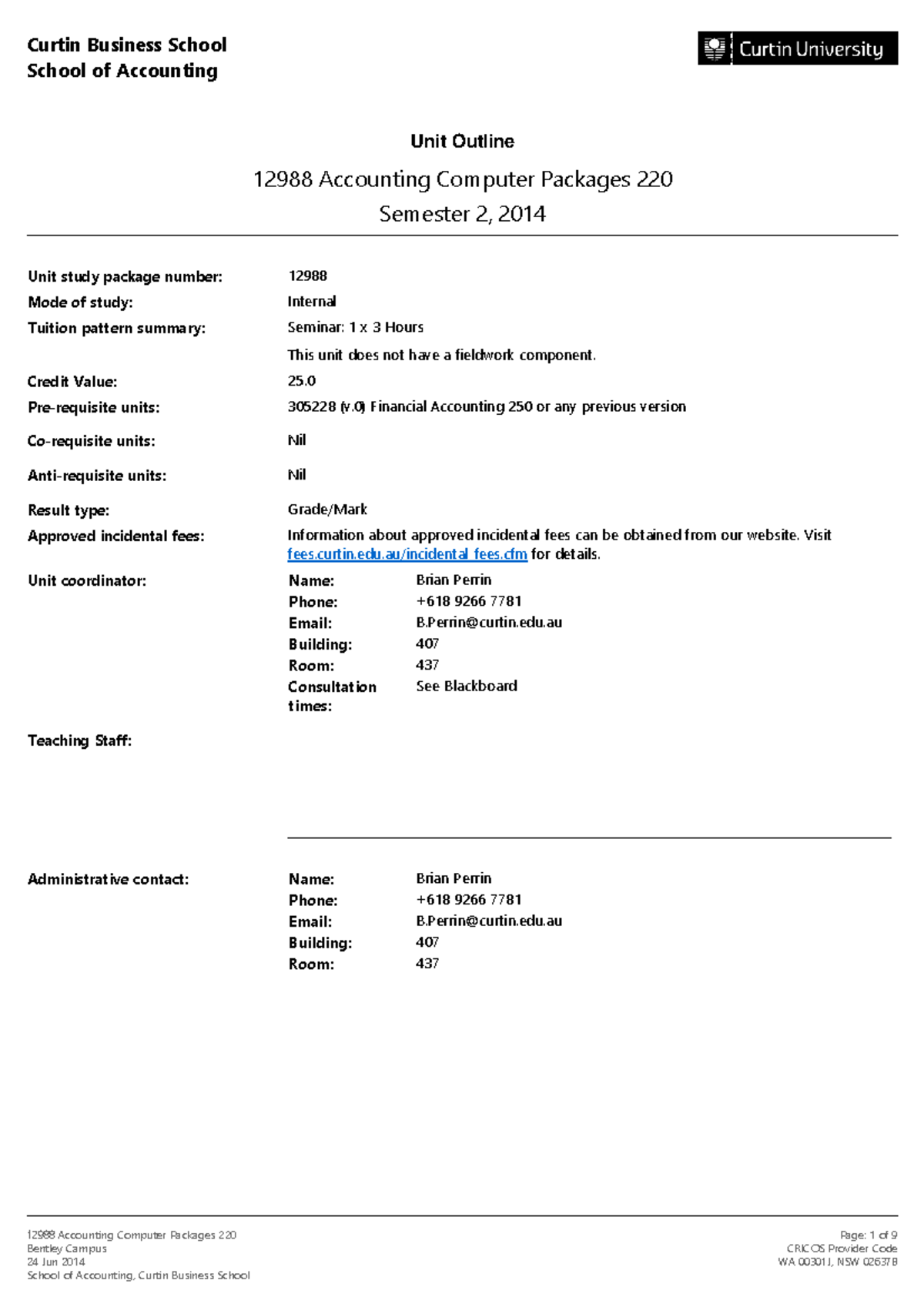 Accounting Computer Packages 220 - Unit study package number: 12988 ...