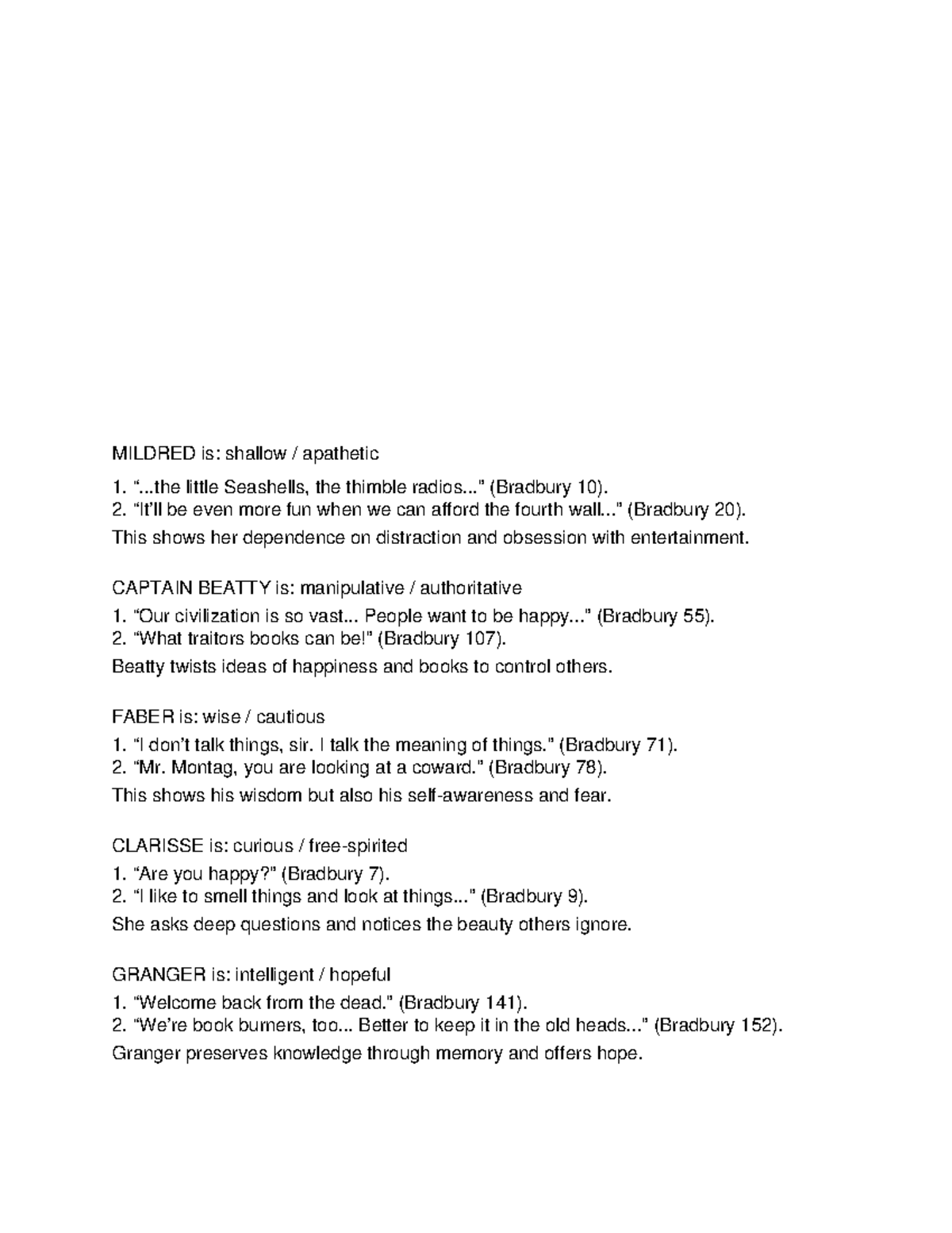 F451 Character Analysis: Insights on Key Figures - Studocu