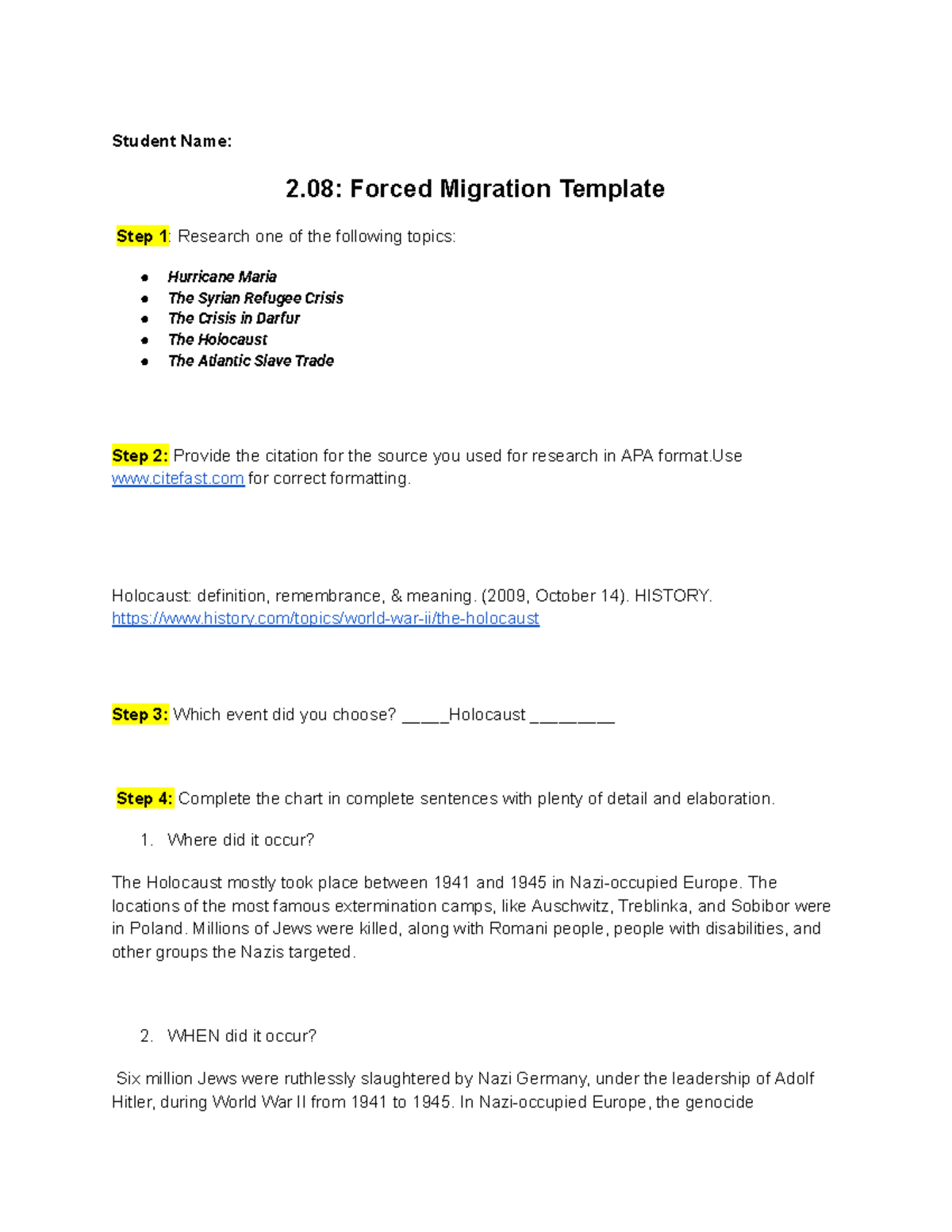 Copy of 2.08 Forced and Voluntary Migration - Student Name: 2: Forced ...