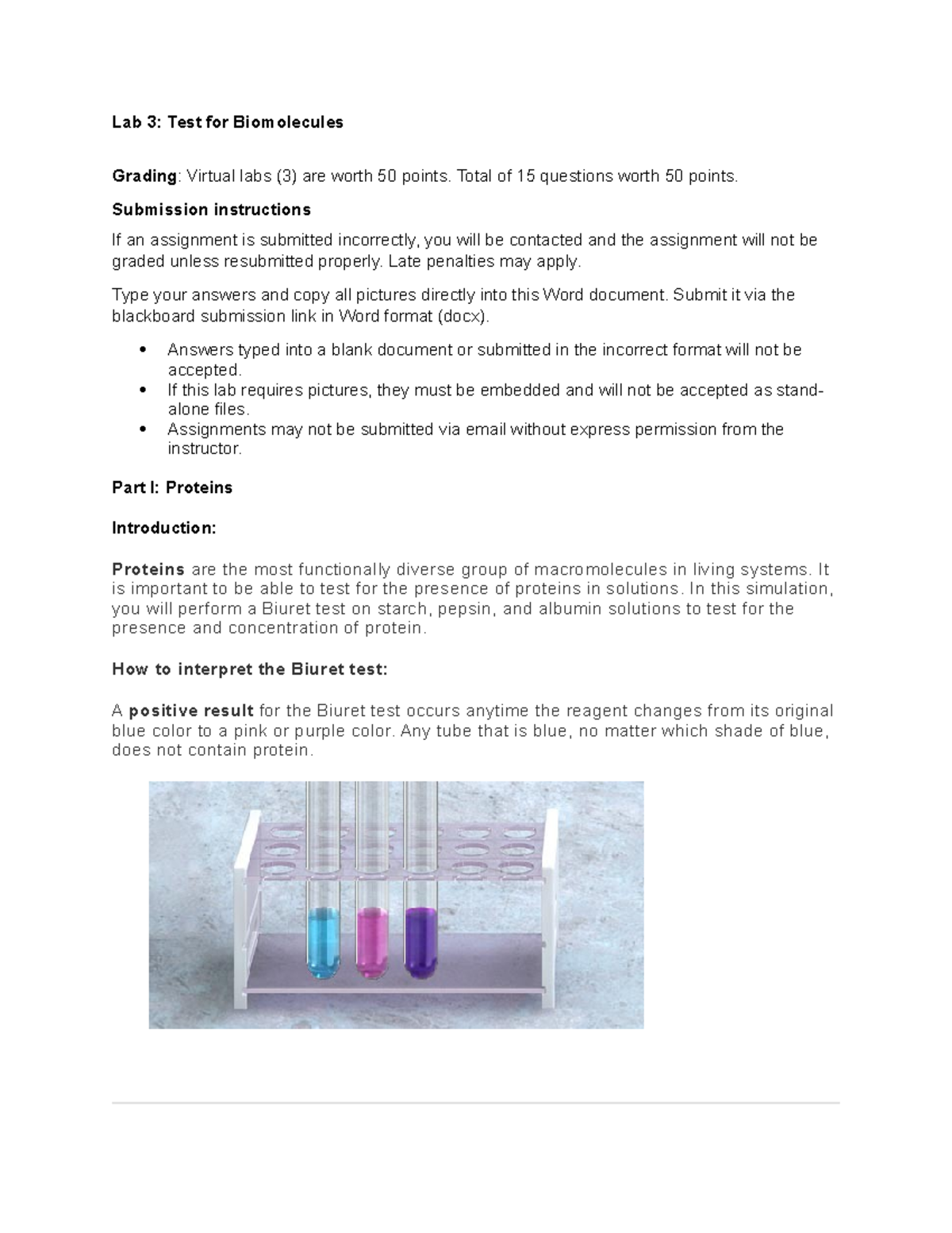 Lab3 Biochemistry - Only use for study purposes only!! - Lab 3: Test ...