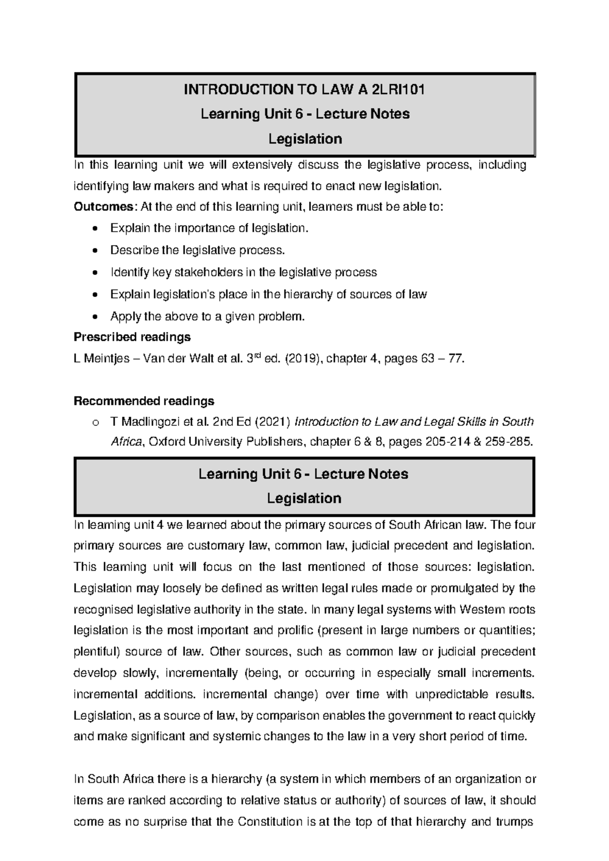 Learning Unit 6 - Lecture Notes - Learning Unit 6 - Lecture Notes ...