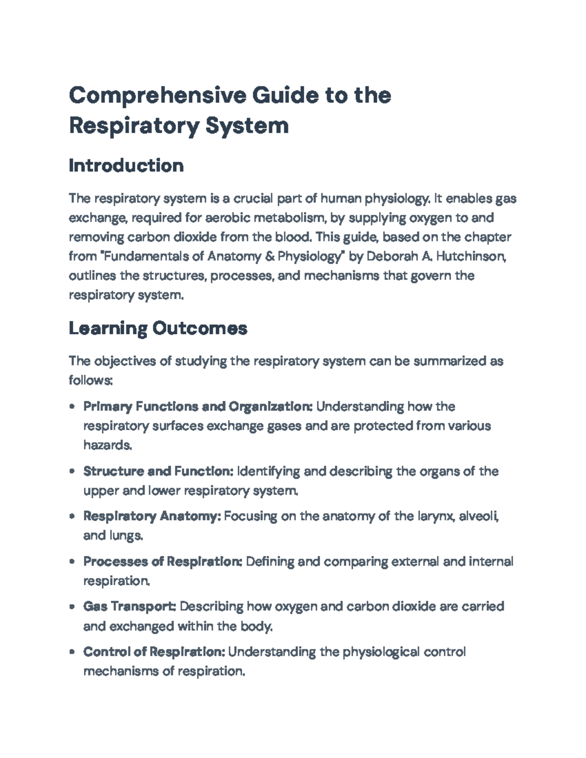 Comprehensive Guide to the Respiratory System (BIOL 101 ...