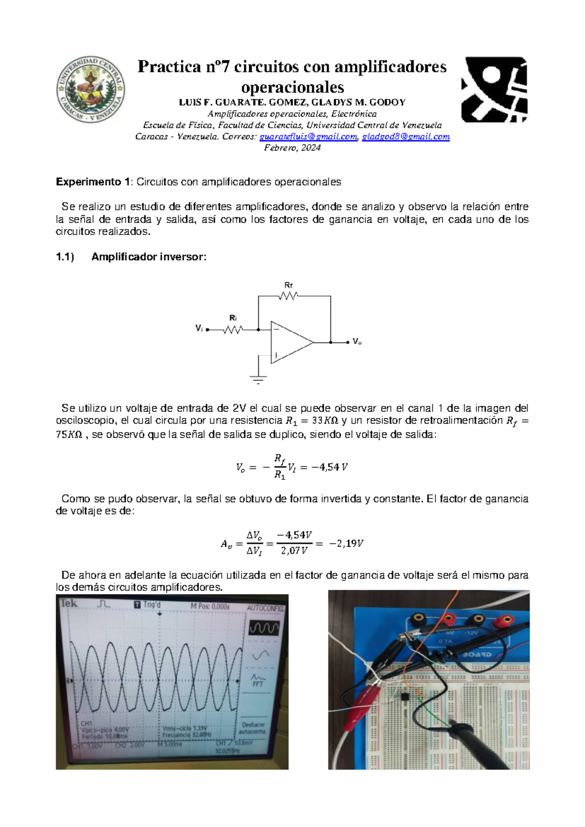 Práctica 7: Circuitos con Amplificadores Operacionales en Electrónica - Studocu