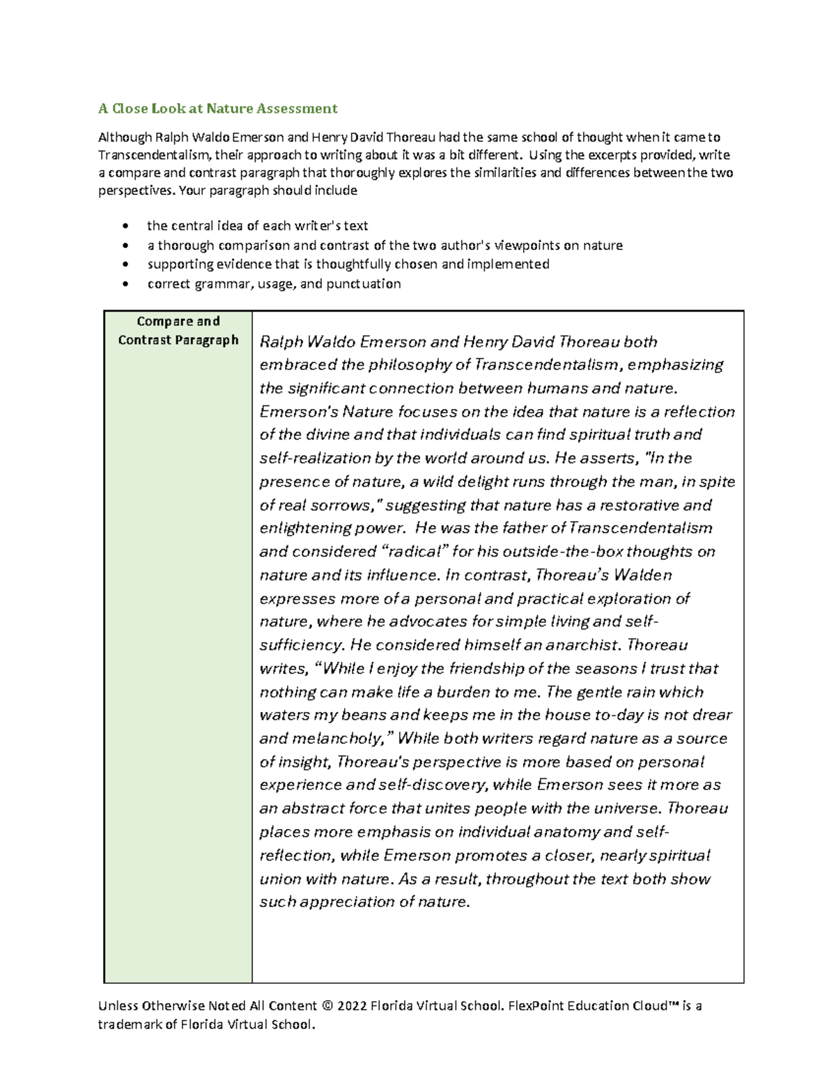 Close look nature assess rubric - Unless Otherwise Noted All Content ...