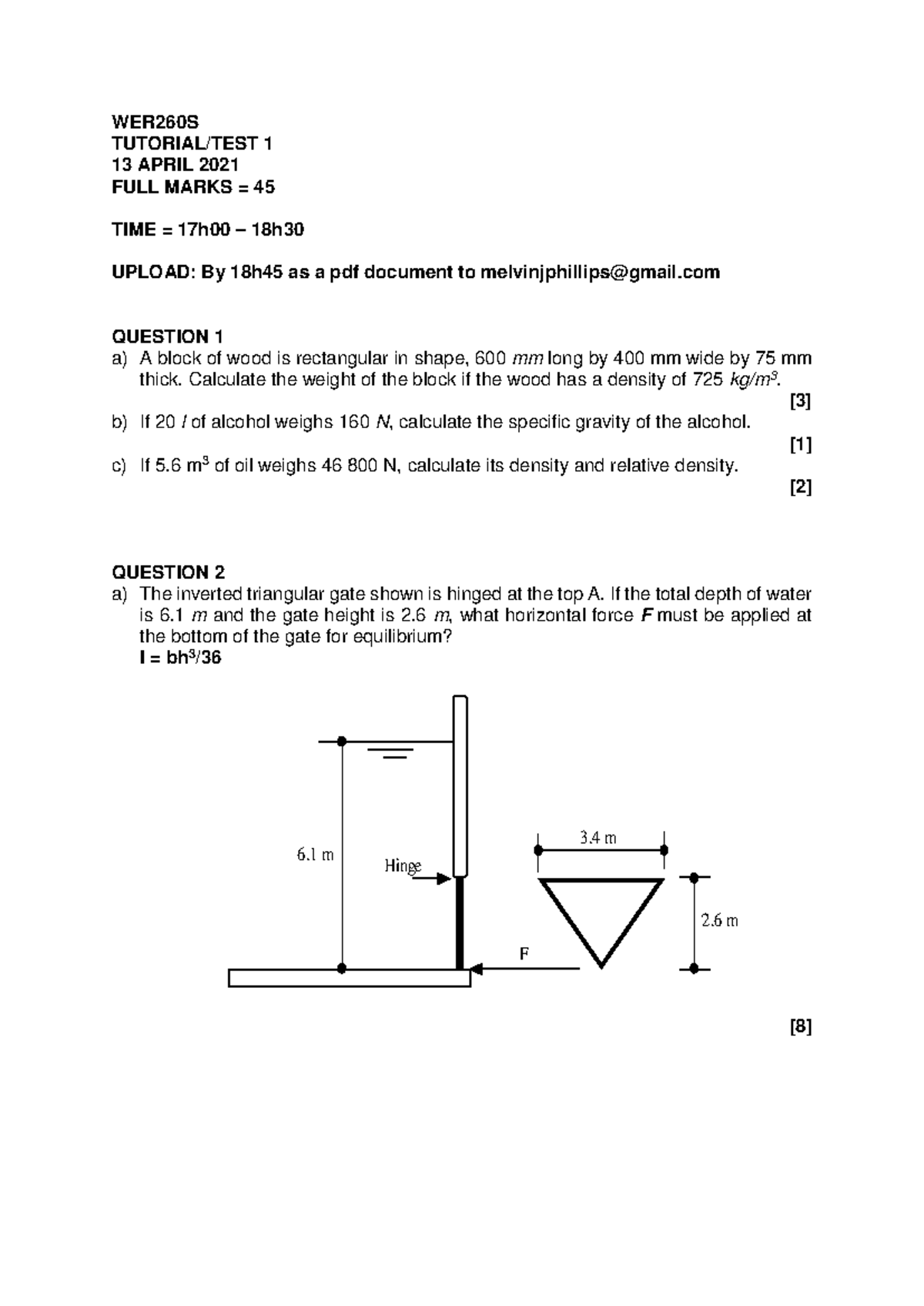 WER260S-TEST-TUT 1 - Test - WER260S TUTORIAL/TEST 1 13 APRIL 2021 FULL ...