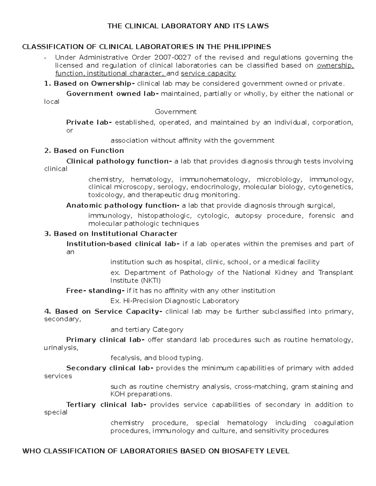 Clinical Lab Regulation Overview: Administrative Orders ...