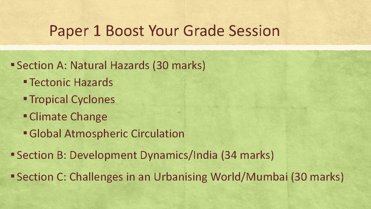 Paper 1 Booster 2025: Natural Hazards & Development Insights - Studocu