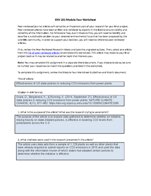 ENV 101 Milestone One Worksheet - ENV 101 Milestone One Worksheet For ...