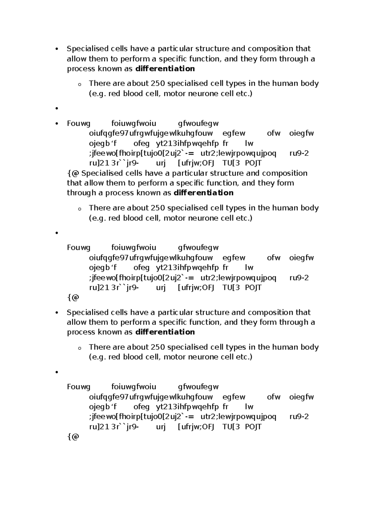 Specialised Cells - Cell differentiation and specialization - allow ...