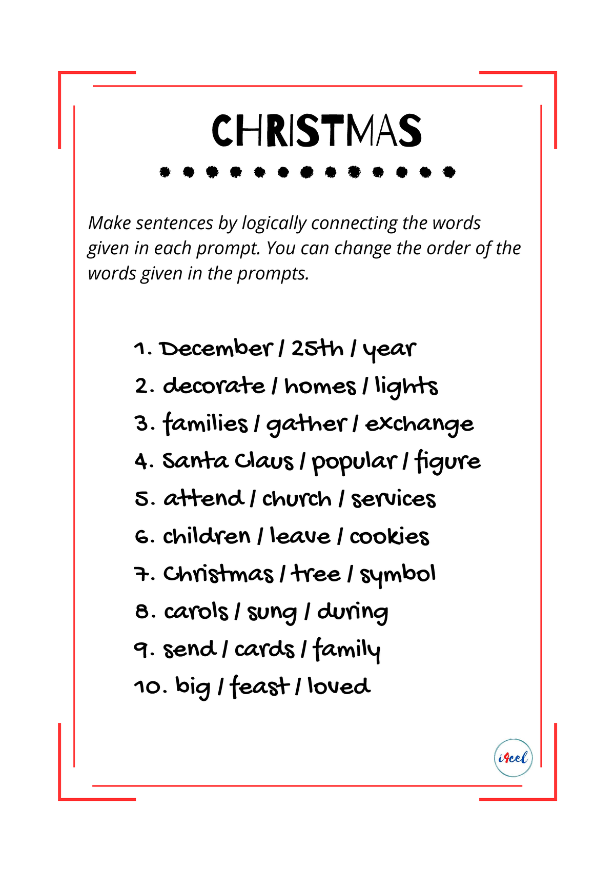 Christmas Worksheets: Sentence Creation & Definitions (cmb18x) - Studocu