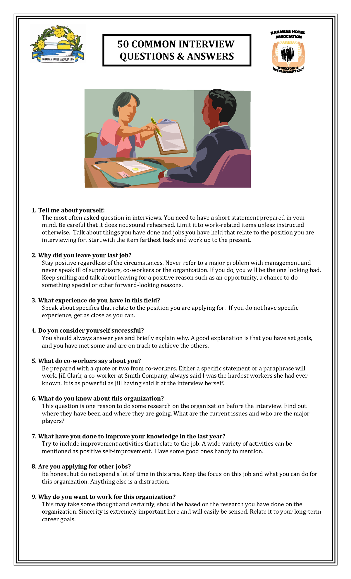 50 Common Interview Questions & Answers Guide - Studocu