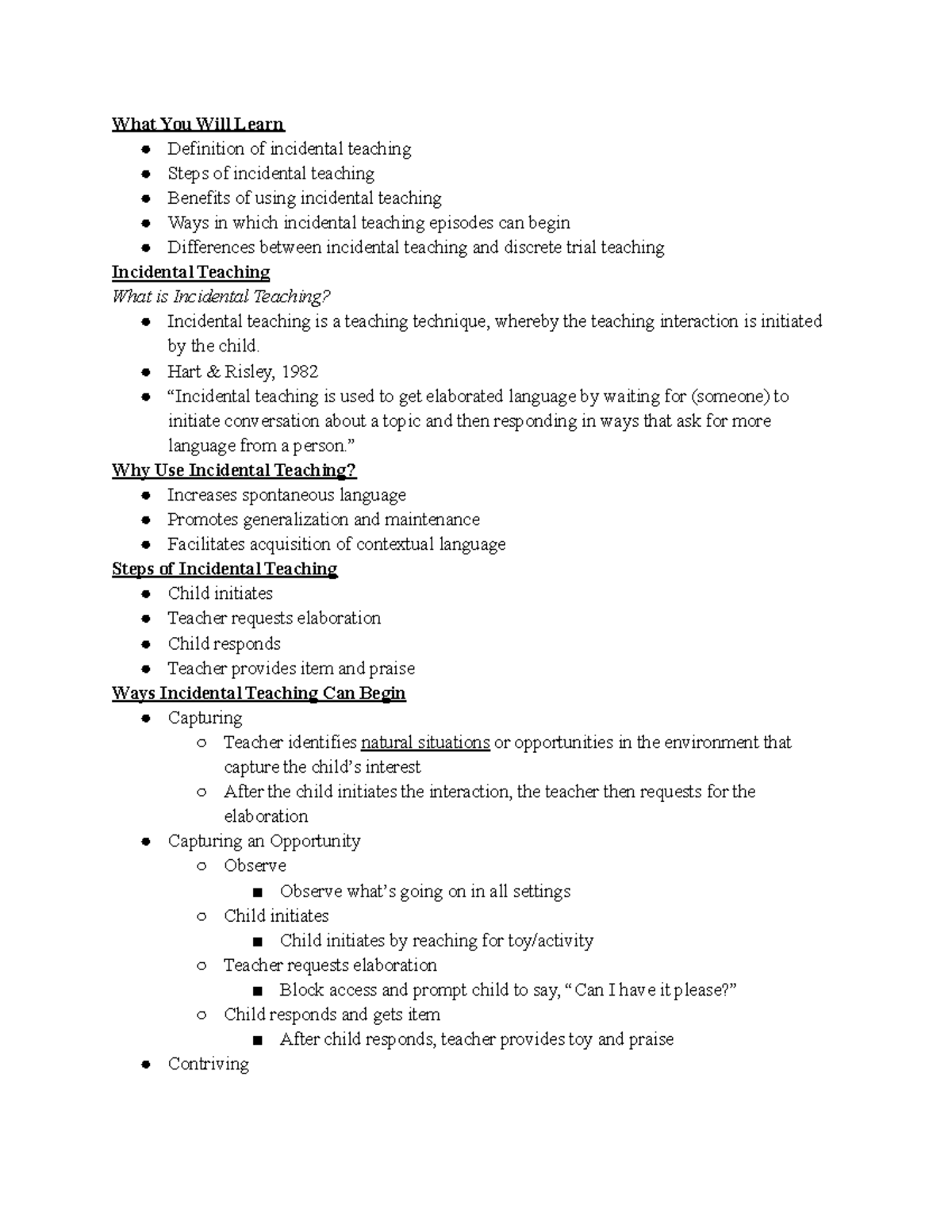 Incidental Teaching Overview - Rethink Module 10C Insights - Studocu