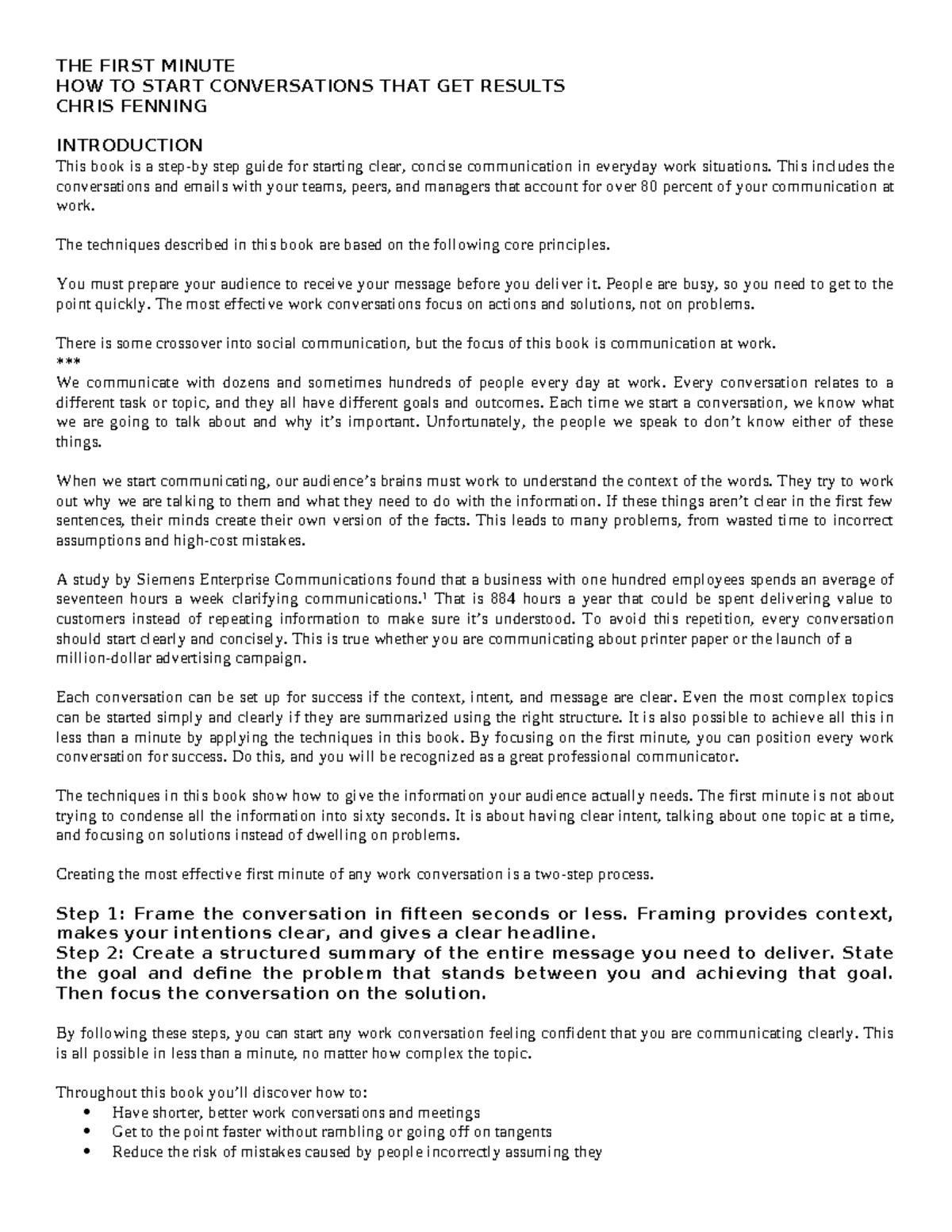 The First Minute: Effective Communication Techniques for Work ...