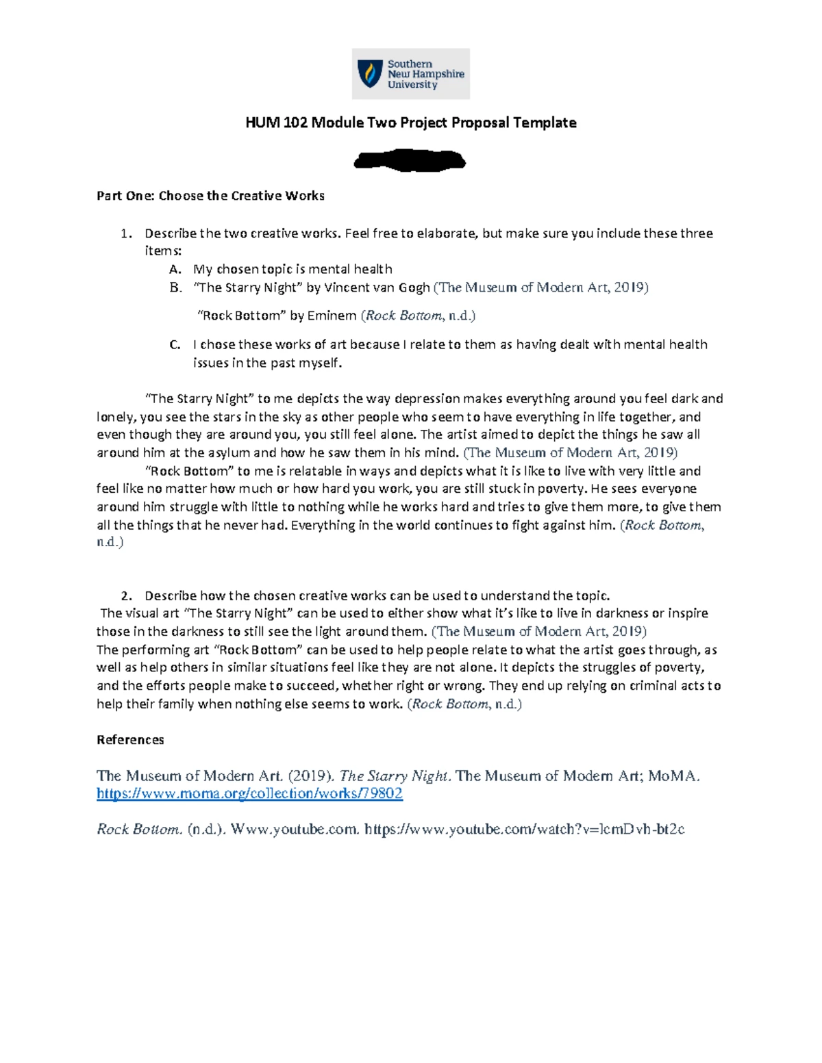 HUM 102 Week 4 Project Draft: Mental Health in Art and Society - Studocu