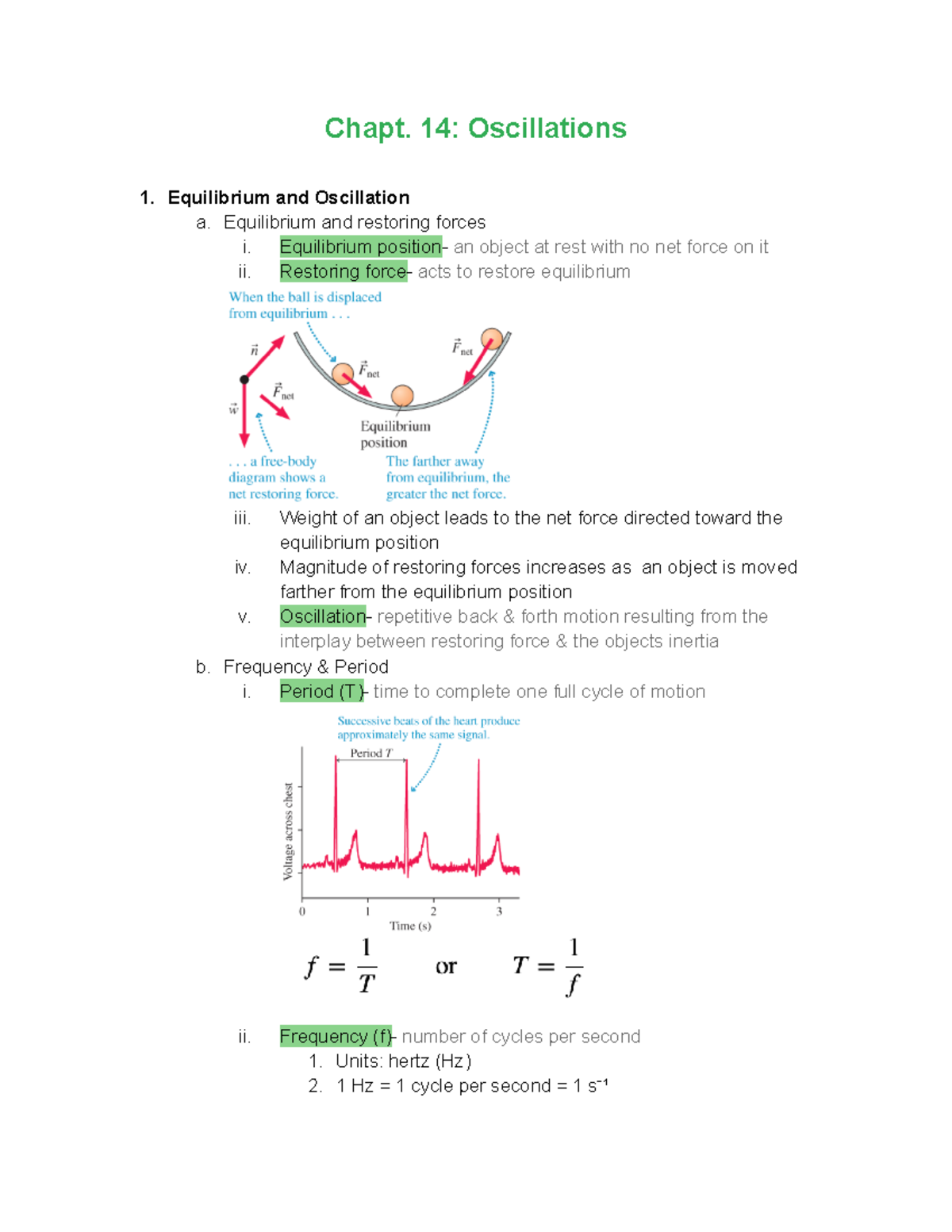 Chapter 14 Notes: Understanding Oscillations and SHM Dynamics - Studocu