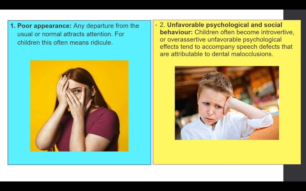 Unfavorable Sequelae of Malocclusion - 1. Poor appearance: Any ...