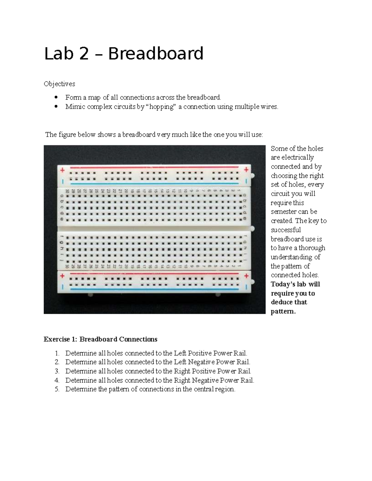 Lab 2: Breadboard Connections and Circuit Mapping Assignment - Studocu