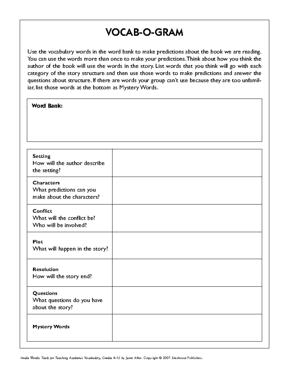 Vocab-o-Gram: Predictive Vocabulary Strategies for Grades 4-12 - Studocu