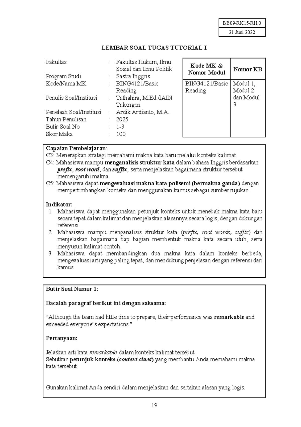 MK Reading Tutorial Assignment 1 - 21 Juni 2022 - Studocu