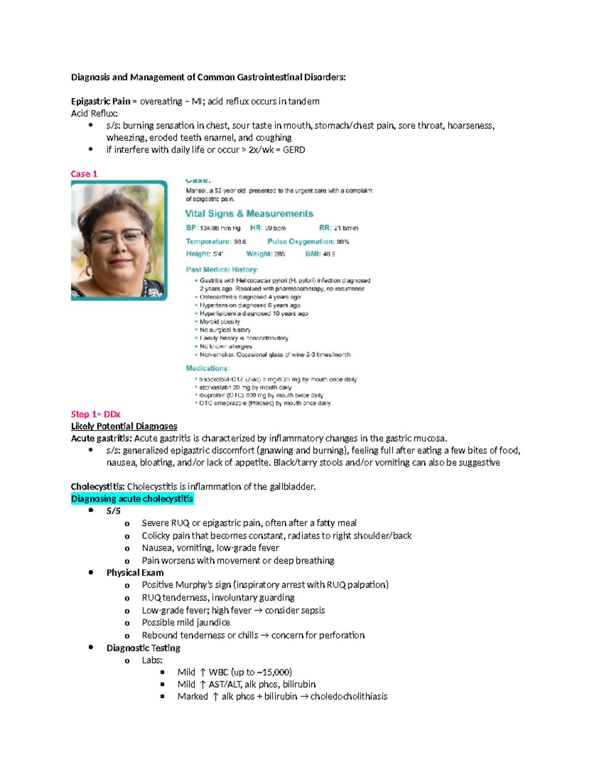 Week 5: Diagnosis & Management of Common GI Disorders (Final Exam ...