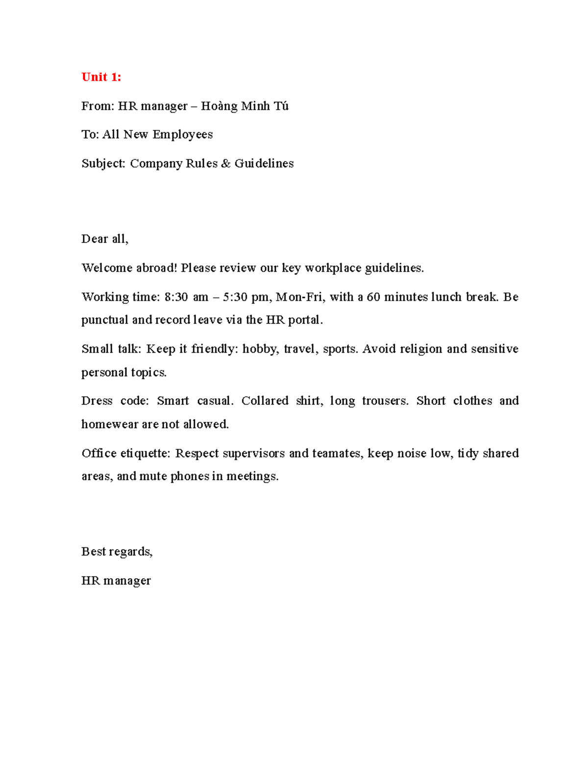 HR Guidelines and Business Trip Arrangements for New Employees - Studocu