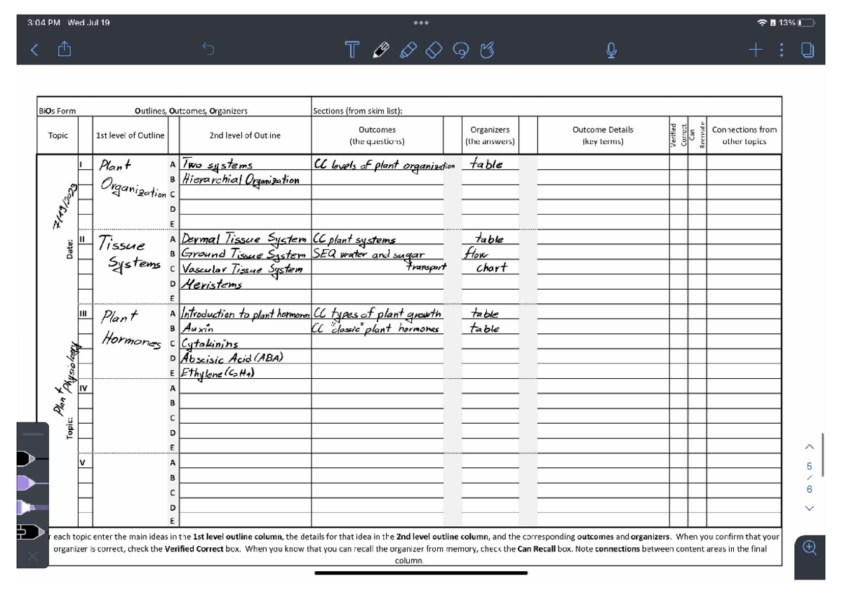 Topic 1-16 - biosform - 3:04 PM Wed Jul 19 I 5 T K BiOs Form Outlines ...