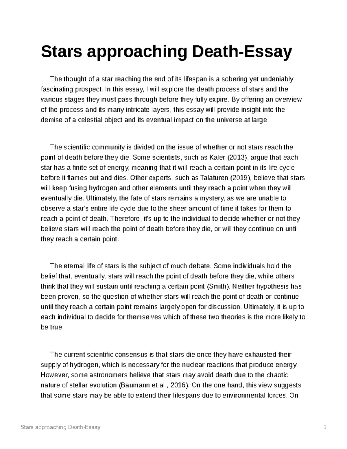 Stars approaching Death-Essay - In this essay, I will explore the death ...