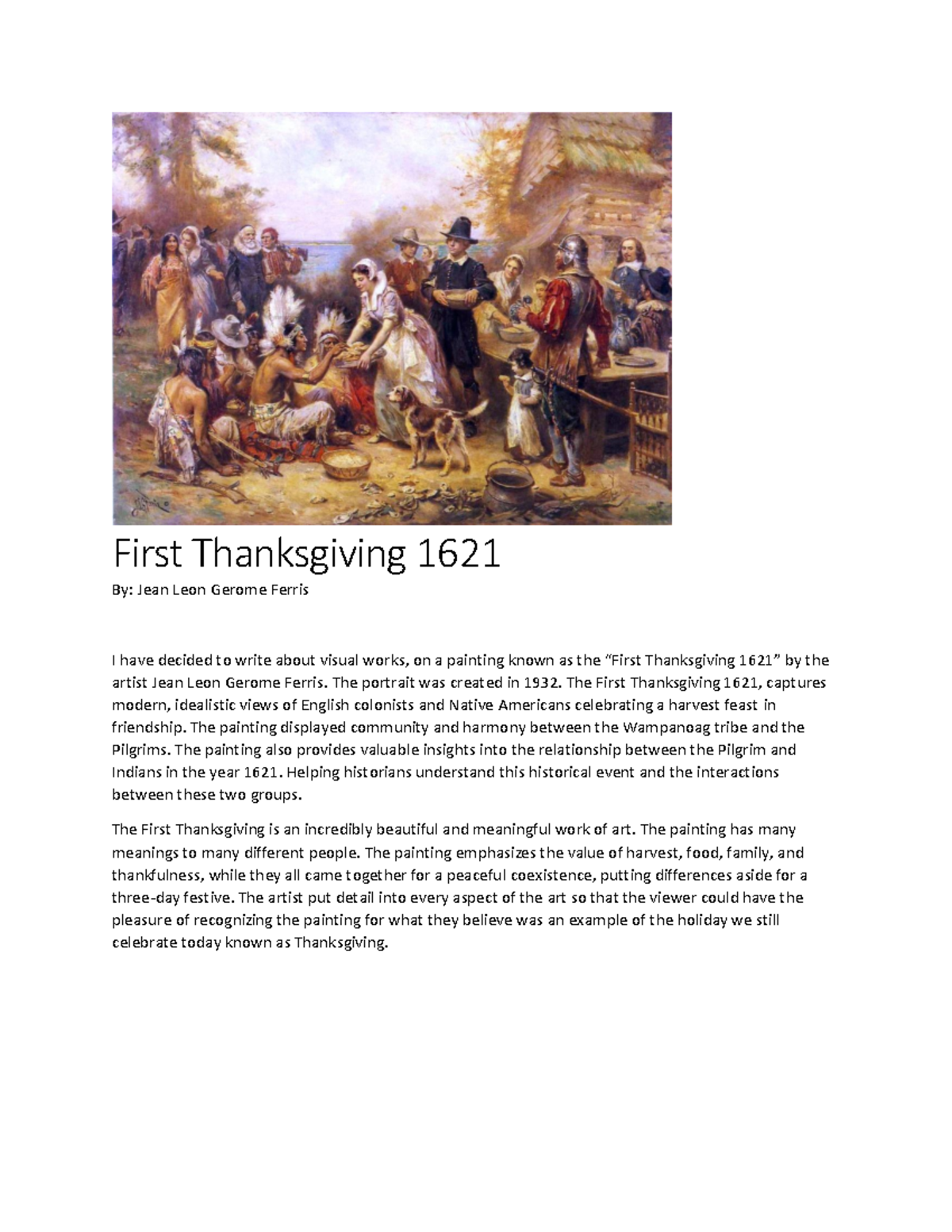 HIST 101 Module 2 Discussion Post: Exploring the First Thanksgiving ...