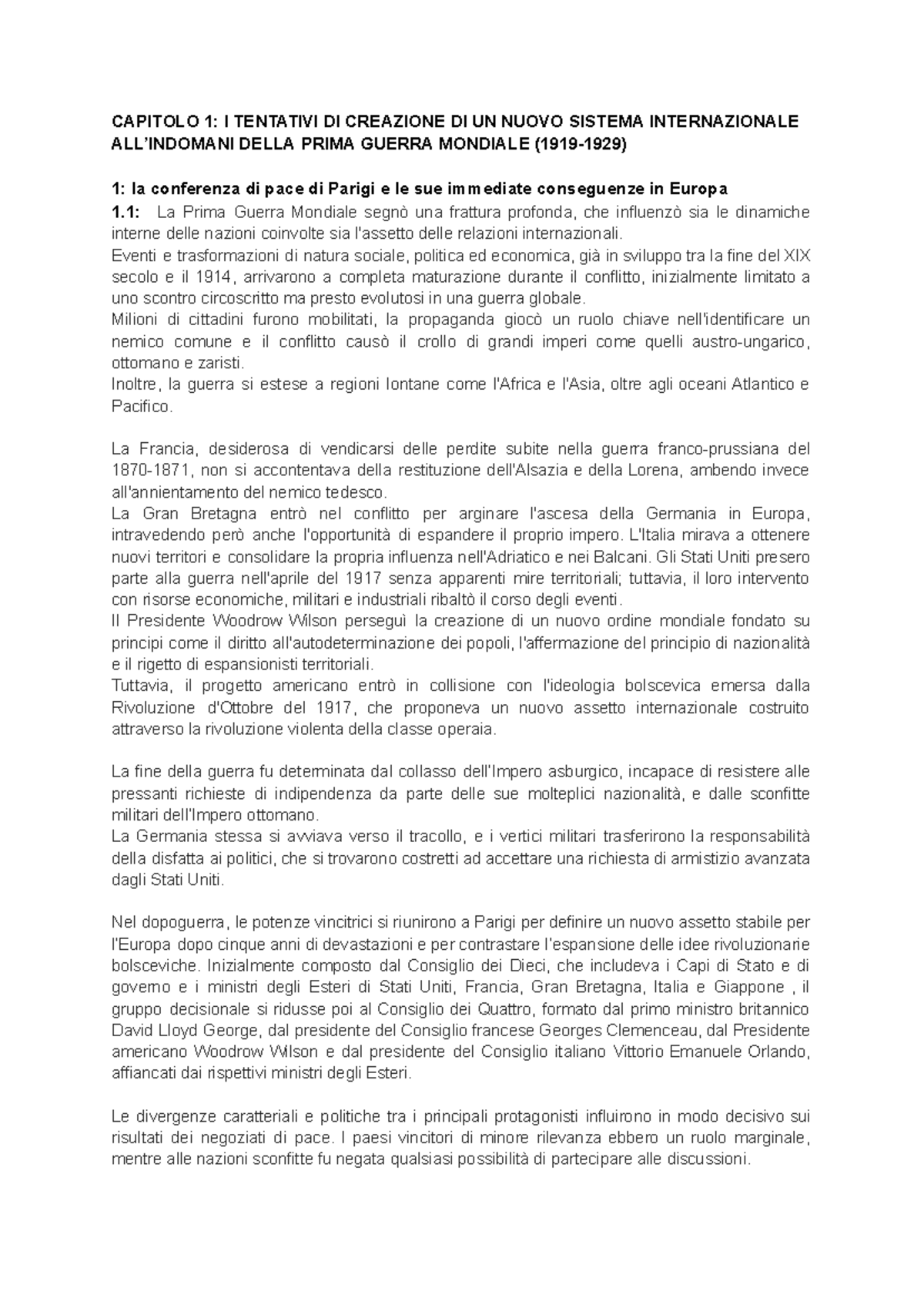 CAPITOLO 1-3: CREAZIONE E CRISI DEL NUOVO ORDINE INTERNAZIONALE DOPO LA ...