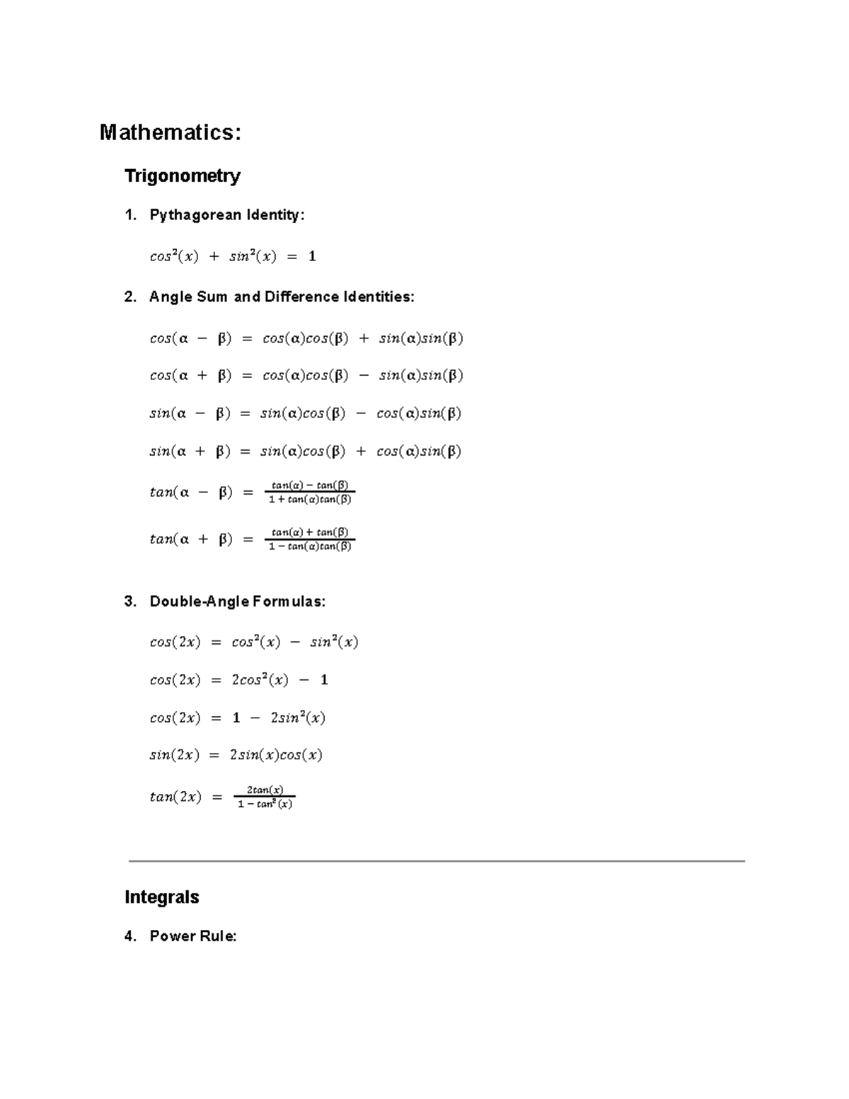 CST 101: Trigonometry & Logic Formula Sheet - Studocu