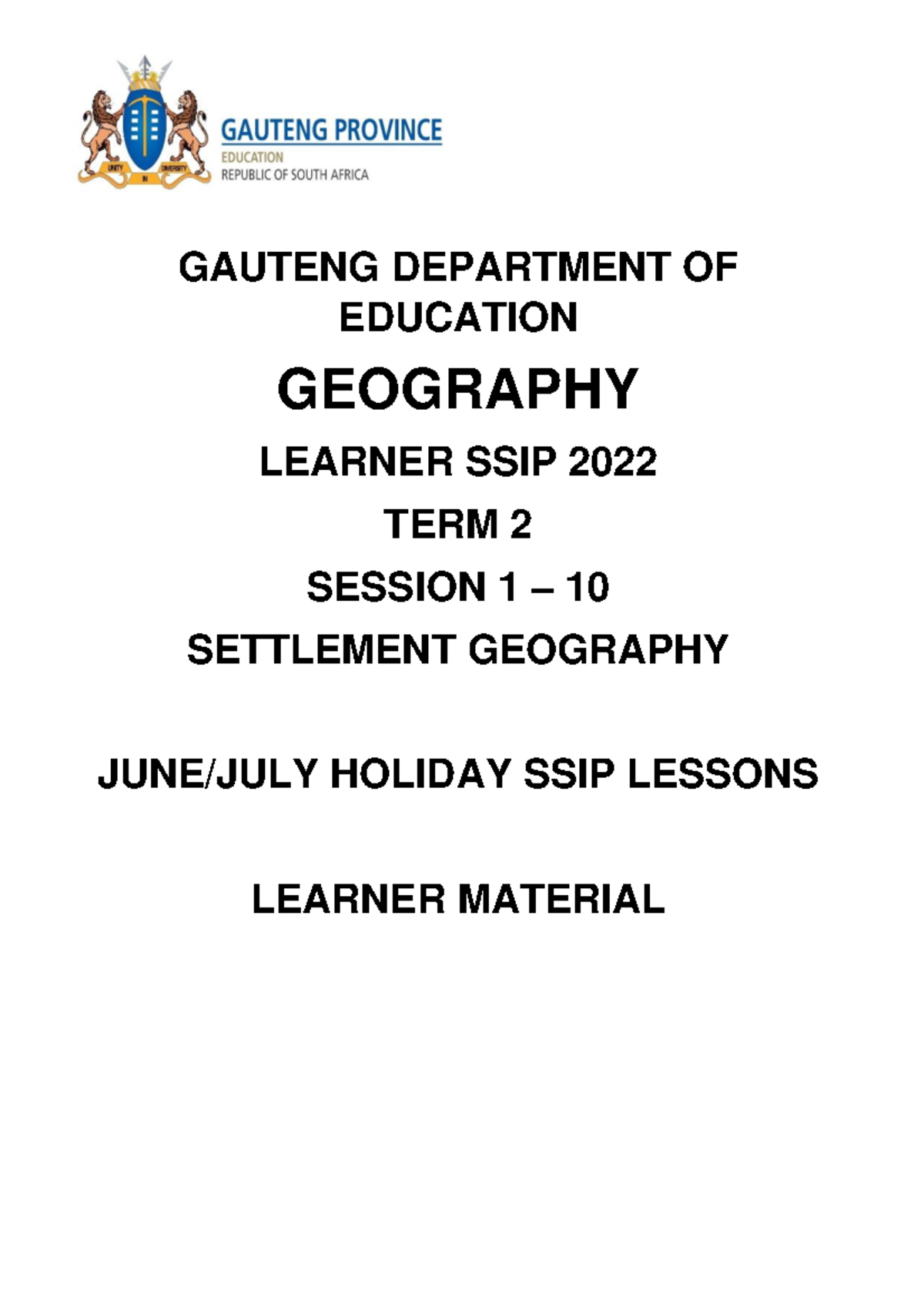 Geography SSIP 2022 Term 2: Settlement Geography Notes & Activities ...