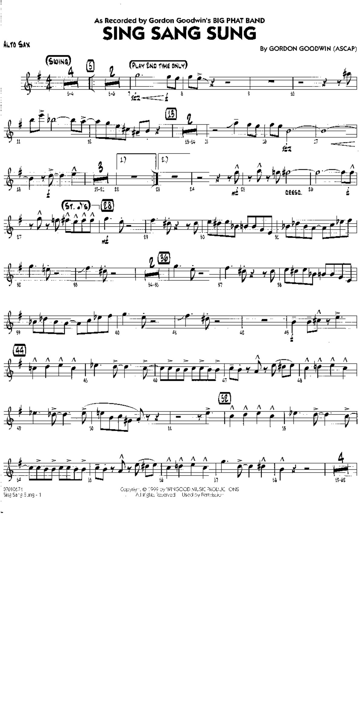 Sing Sang Sung - FULL Big Band - Goodwin - Big Phat Band - As Recorded ...