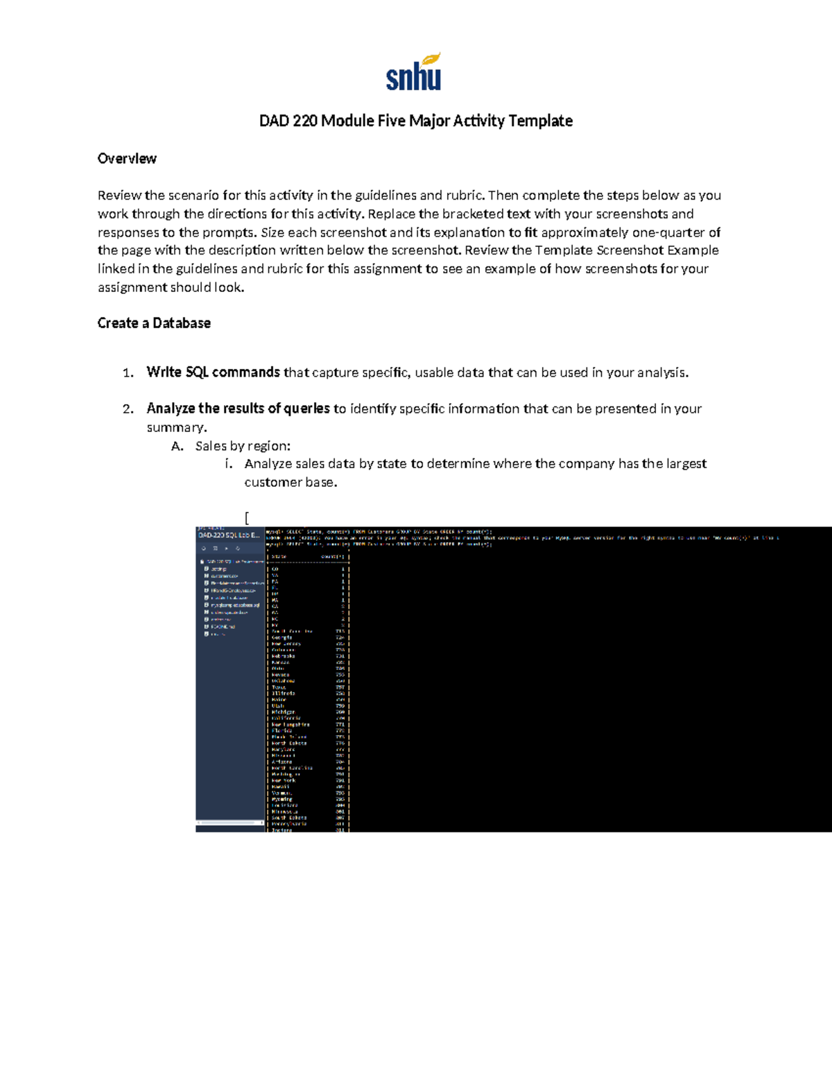 Module five major activity - DAD 220 Module Five Major Activity ...