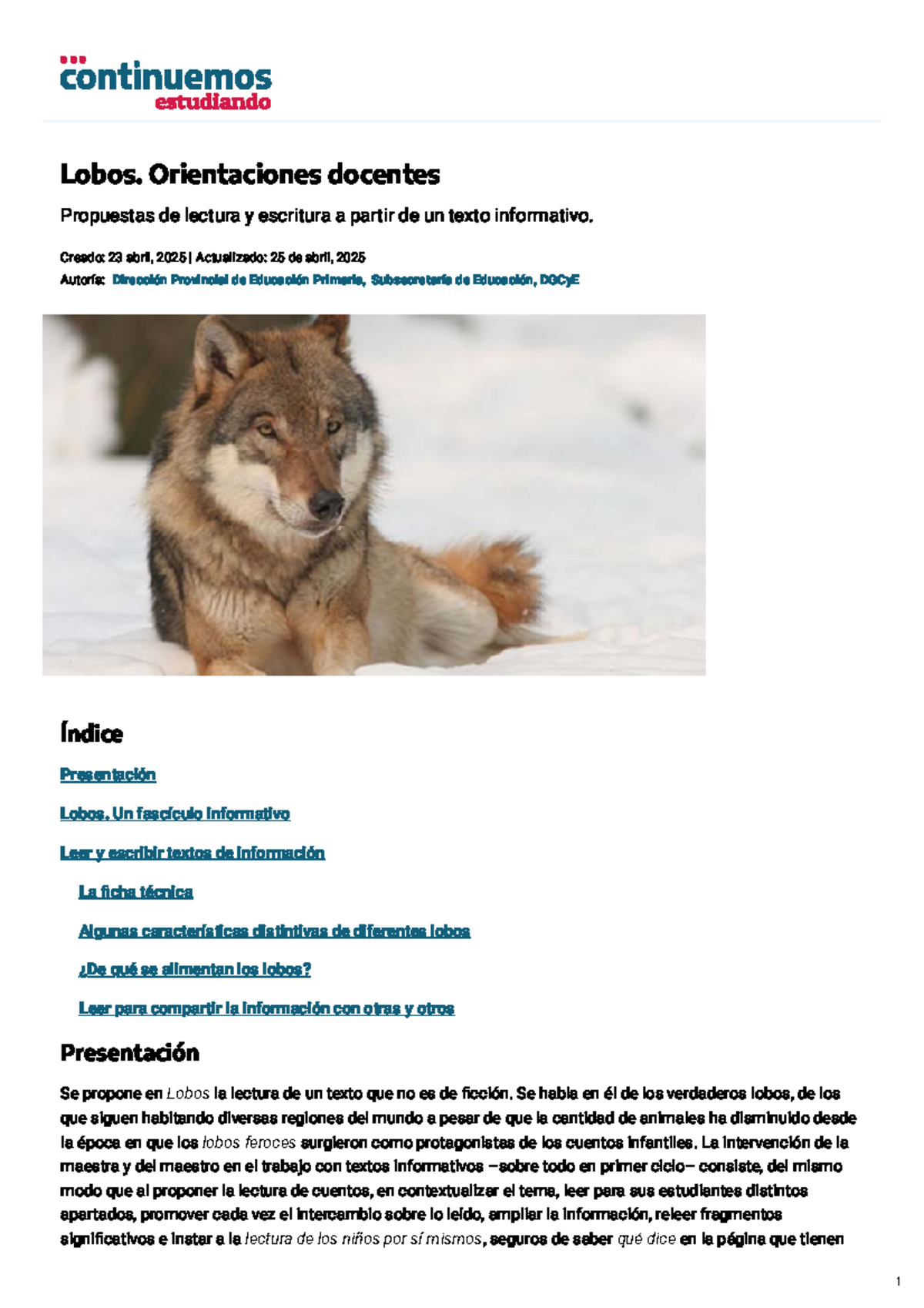 Lobos: Orientaciones Docentes para Lectura y Escritura en 2do Año - Studocu