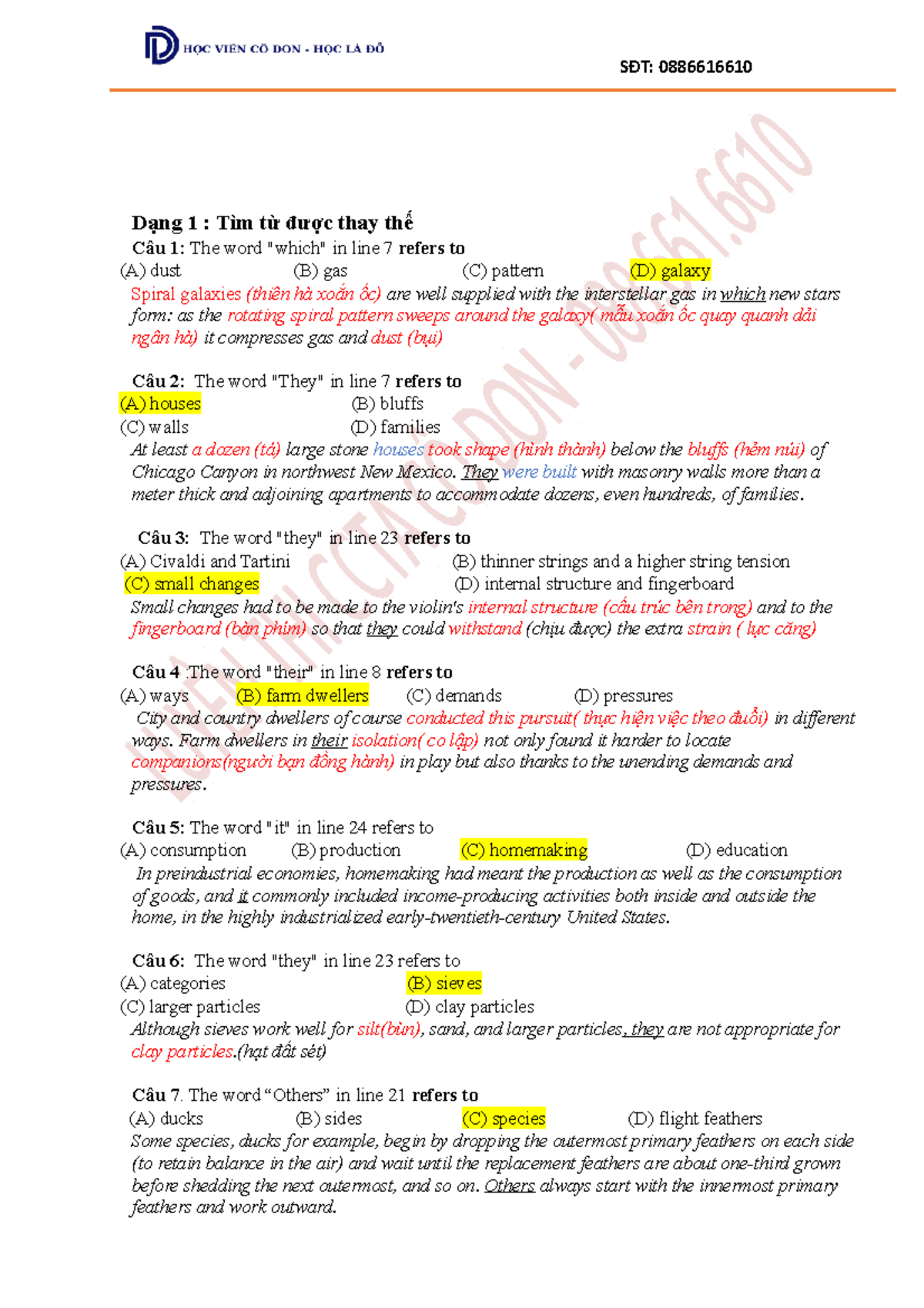 Reading phenikaa - các câu phỏng vấn bdkh - Dạng 1 : Tìm từ được thay ...