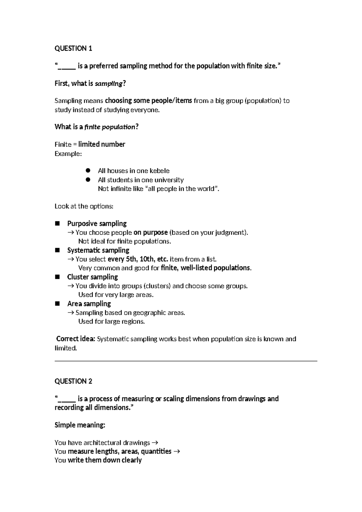 2015 - Exam Study Guide: Sampling Methods & Architectural Concepts ...