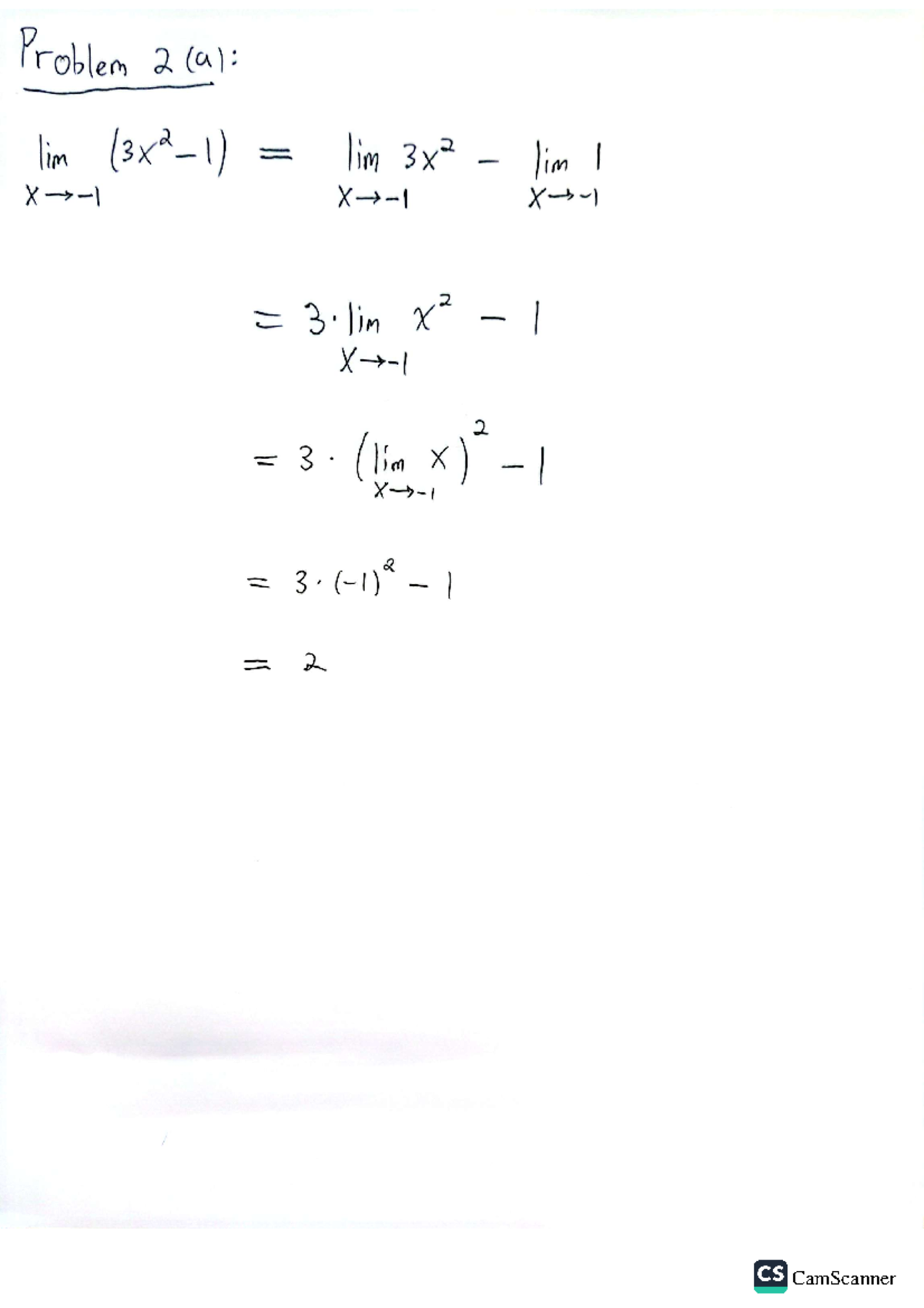 HW+1+solutions+ - Spring 2025 - MATH 1210 - Problem 2 (a): lim 1) lim ...