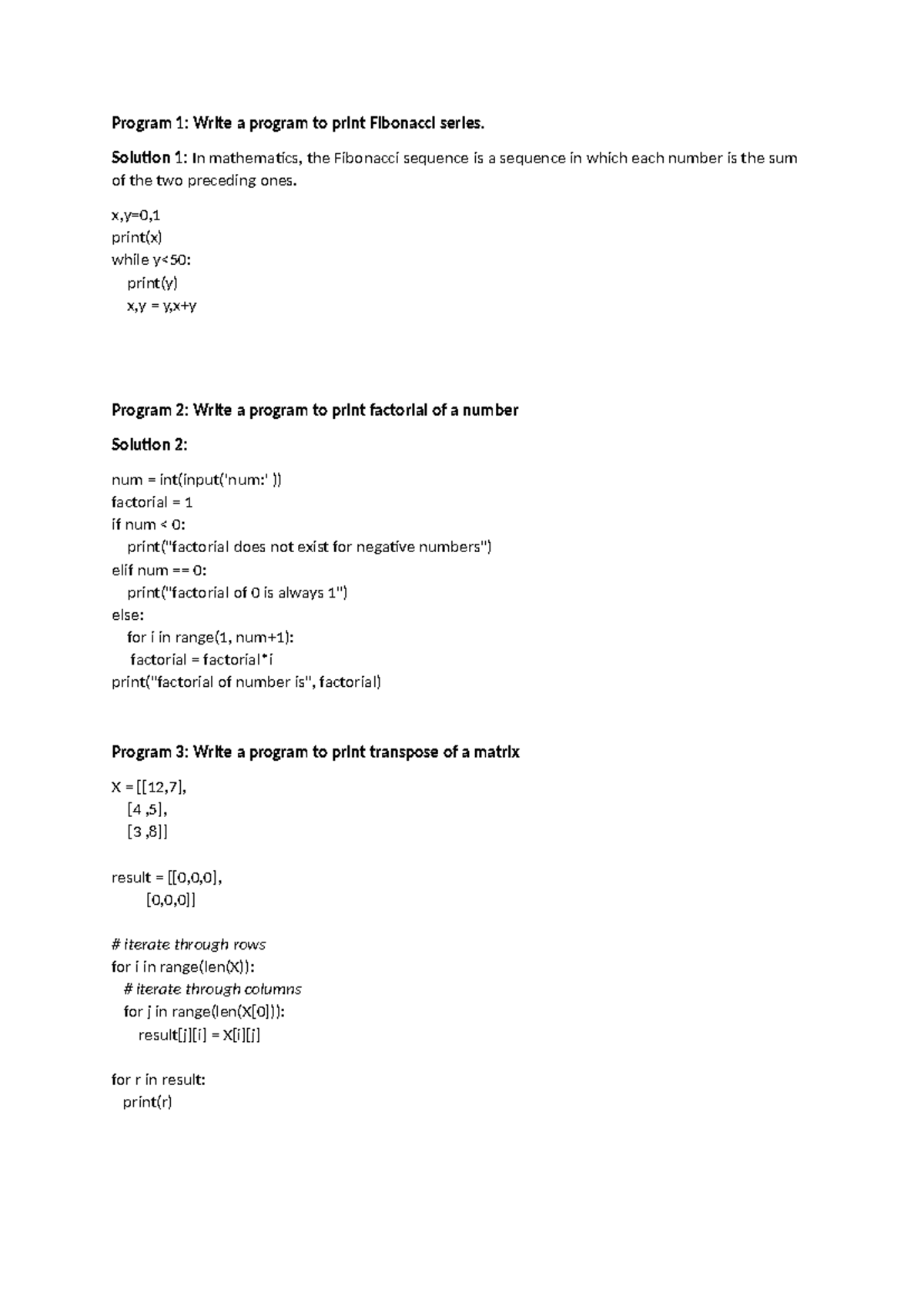 Programming 101: Conditional Loops & Fibonacci Series Solutions - Studocu