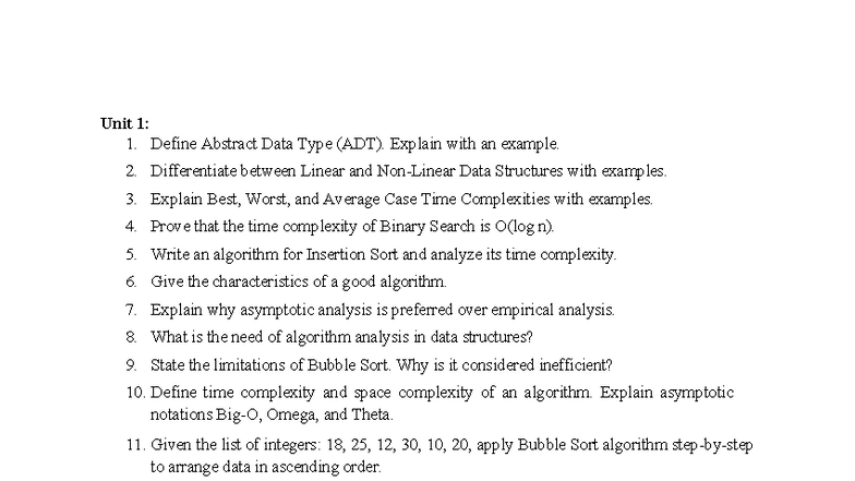 DSA Question Bank: Data Structures & Algorithms Concepts and Examples ...