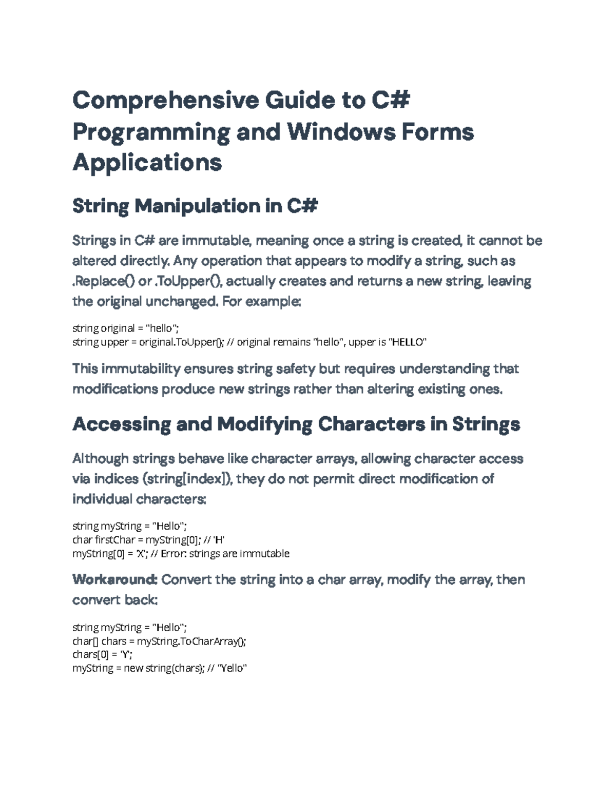 C# Programming & Windows Forms Development Overview - INF154 Final Exam ...