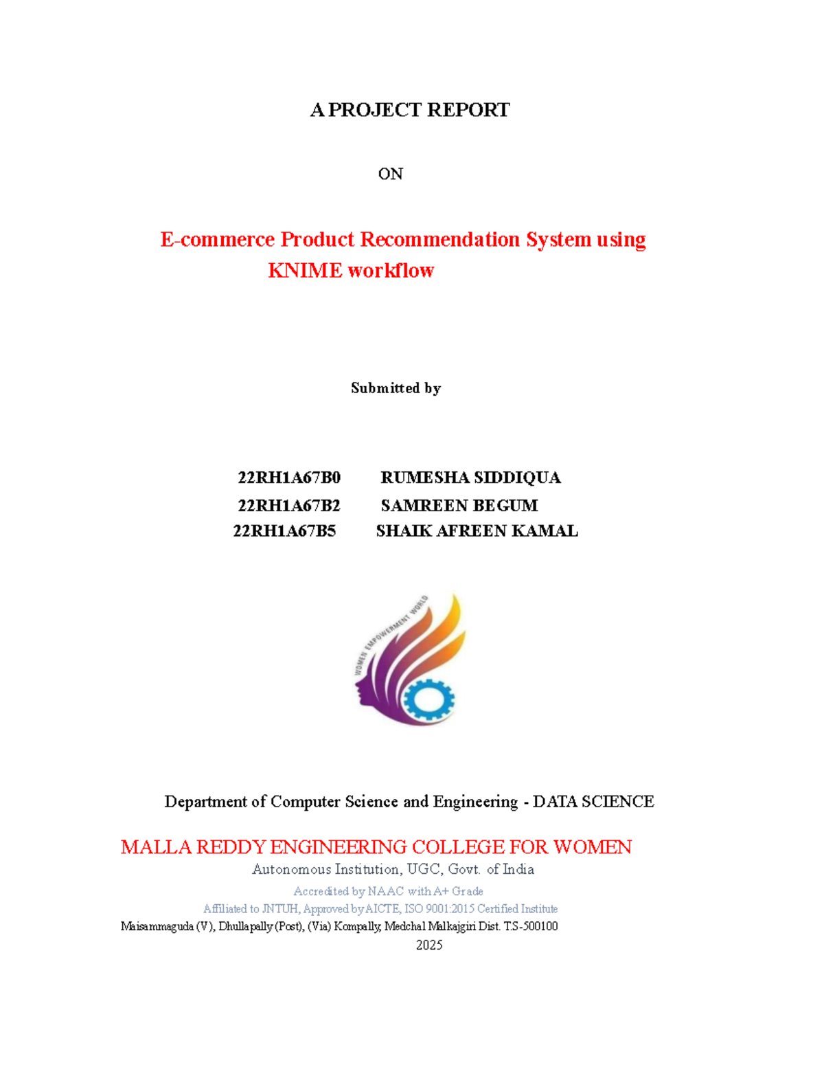 Product Recommendation System Project Report using KNIME - 22RH1A67B0 ...