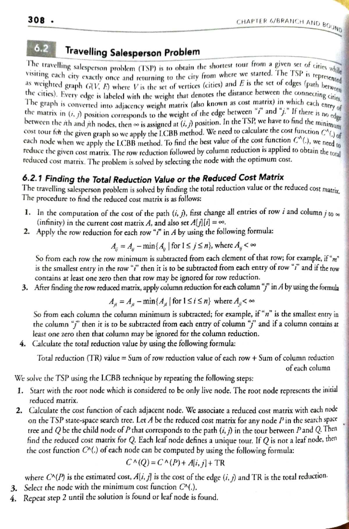 Traveling Salesman Problem - 308 8OUND CHAPTER 6/BRANCH AND R ...
