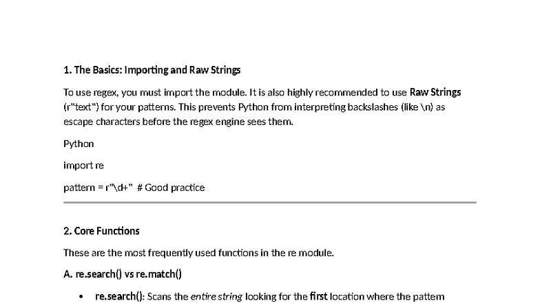 Regular Expressions: Importing, Functions & Best Practices - Studocu